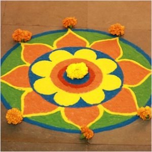 20 Exquisite Diwali Rangoli Designs (Using Flowers, Diyas and Papercraft)