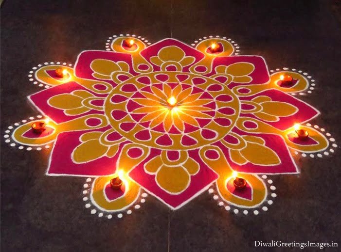 20 Exquisite Diwali Rangoli Designs (Using Flowers, Diyas and Papercraft)