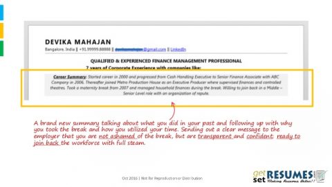 Sample Resume After Career Break for Women Returning to Work